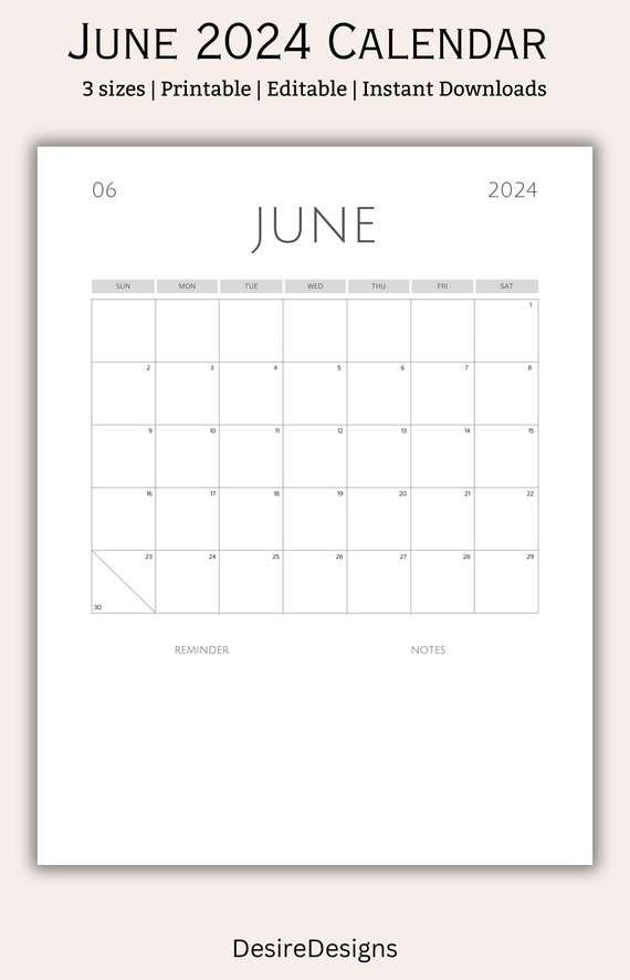 Blank June 2024 Calendar Printable PDF Templates Free, 53% OFF