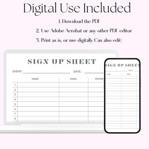 Editable Sign up Sheet, Printable Single Sign up Form, Minimalist Sign ...