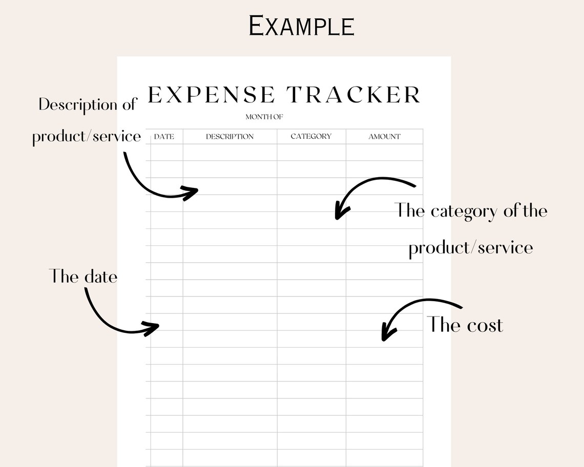 Minimalist Expense Tracker, Printable Expense Tracker, Editable Tracker ...