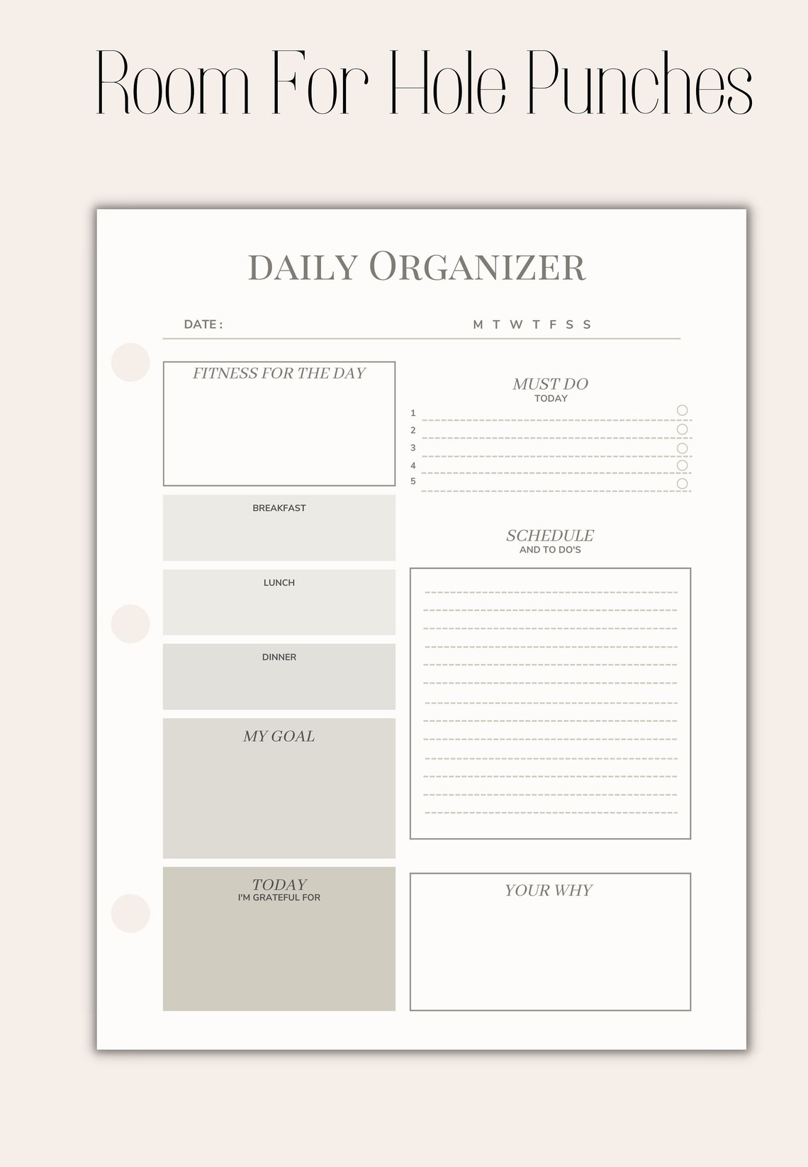 Daily Organizer Planner Printable, Meal Planner, Fitness Planner ...