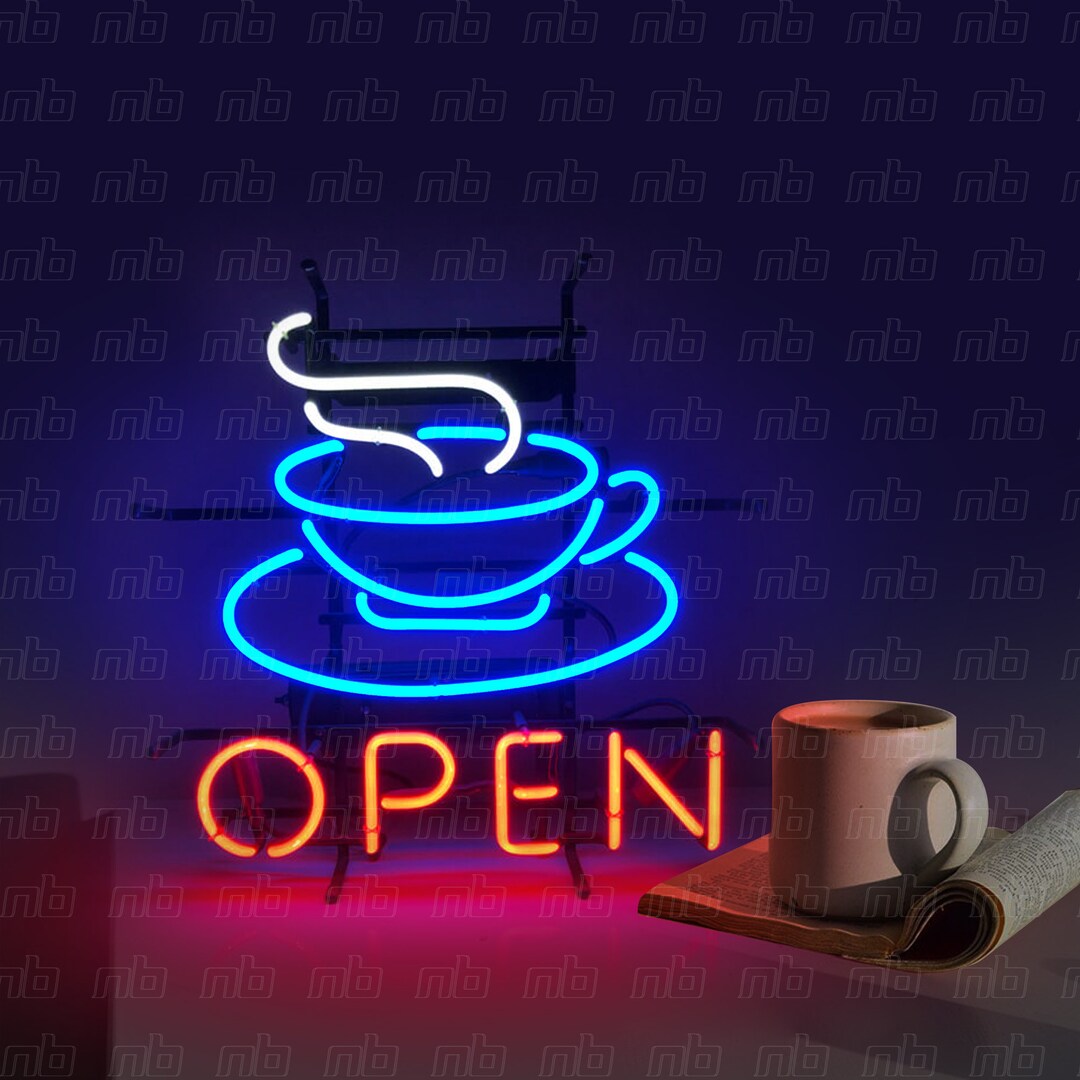 Tea Store Open Sign Coffee Shop Decor Wall Art Coffee Neon Cafe Sign ...