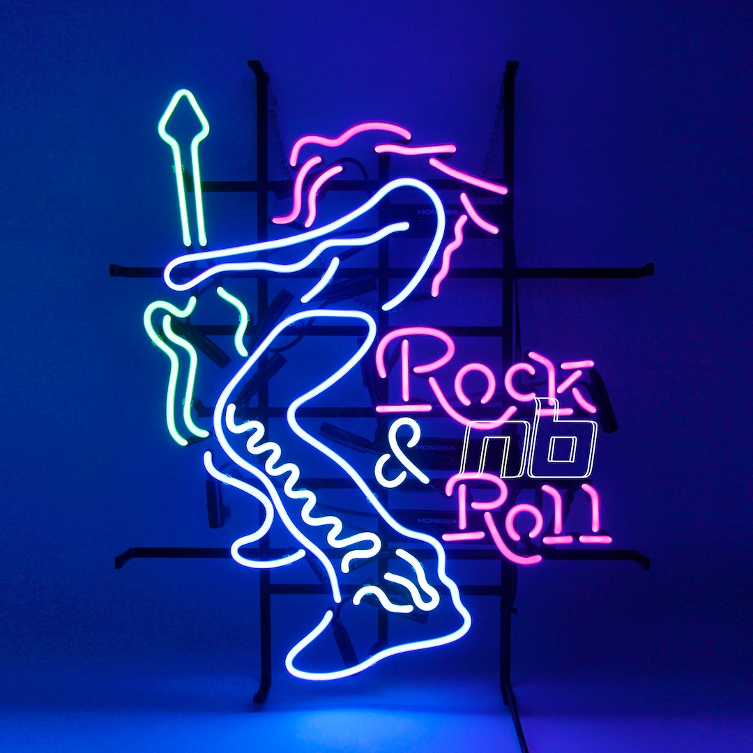 Rock & Roll Guitarist Real Glass Neon Sign Neon Light for Bedroom ...