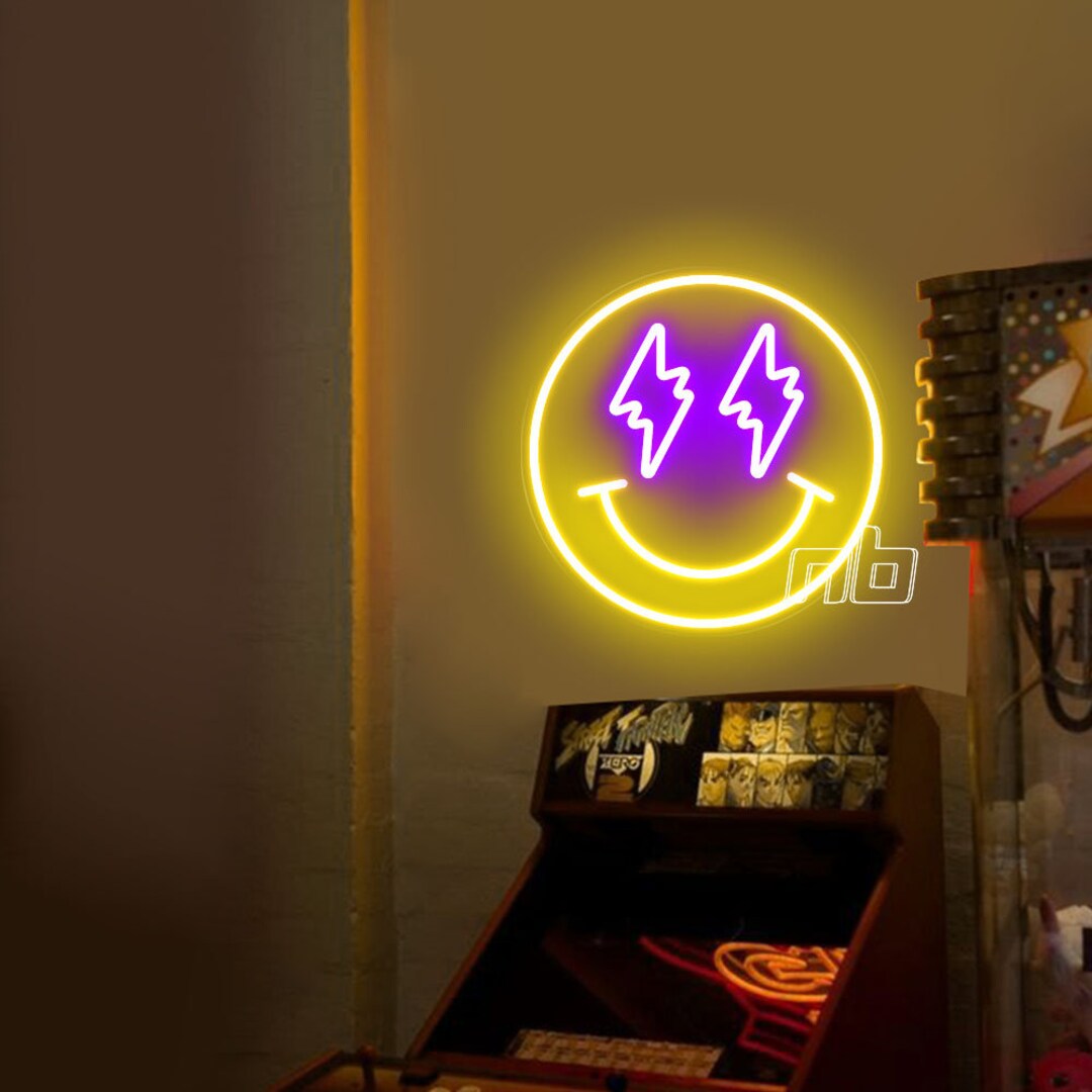 Smiley Face LED Neon Sign Light Living Room Wall Art Business Bar Led ...