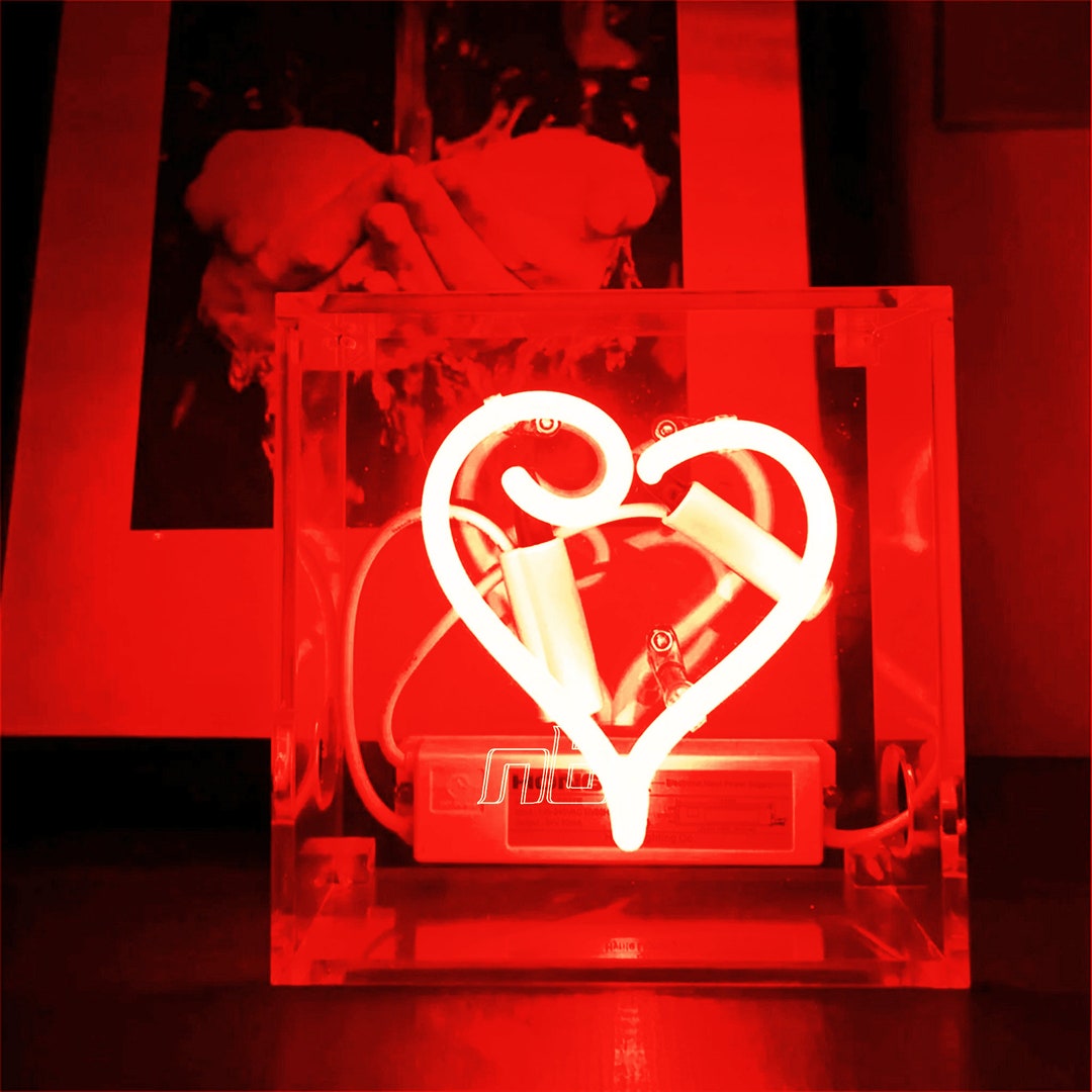 Heart Acrylic Light Box Custom Handmade Real Glass Neon Sign Light Neon ...