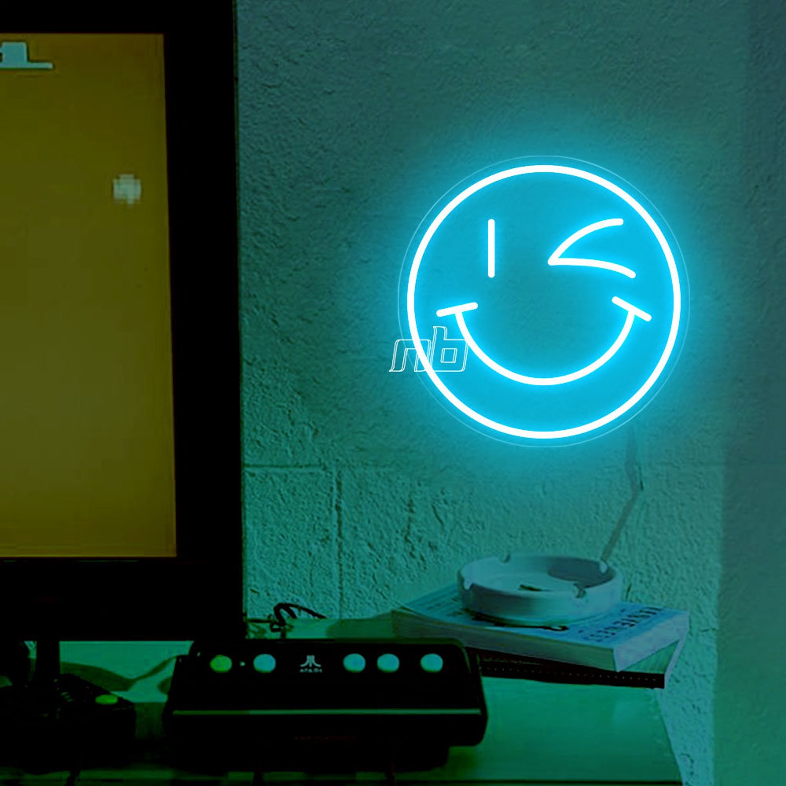 Smiley Face LED Neon Sign Light Personalized Gift Custom Handmade Neon Art Home Bar Led Neon ...