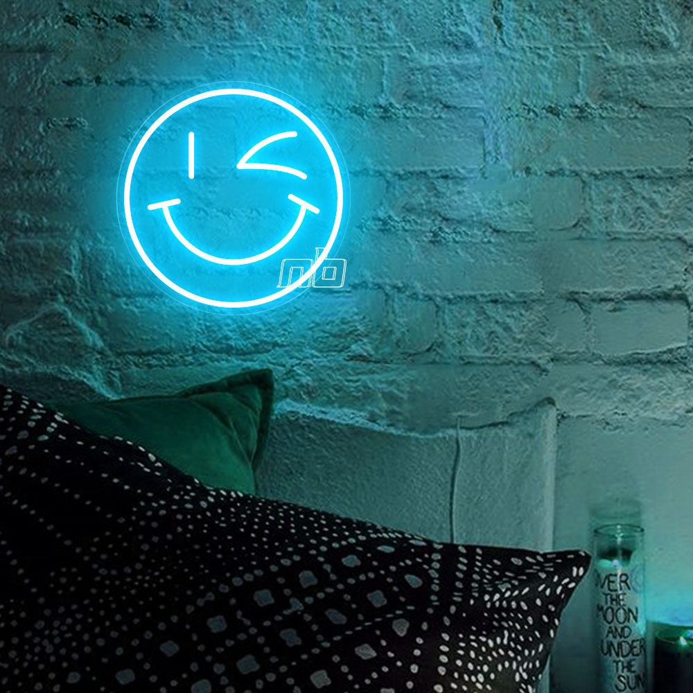 Smiley Face LED Neon Sign Light Personalized Gift Custom Handmade Neon ...