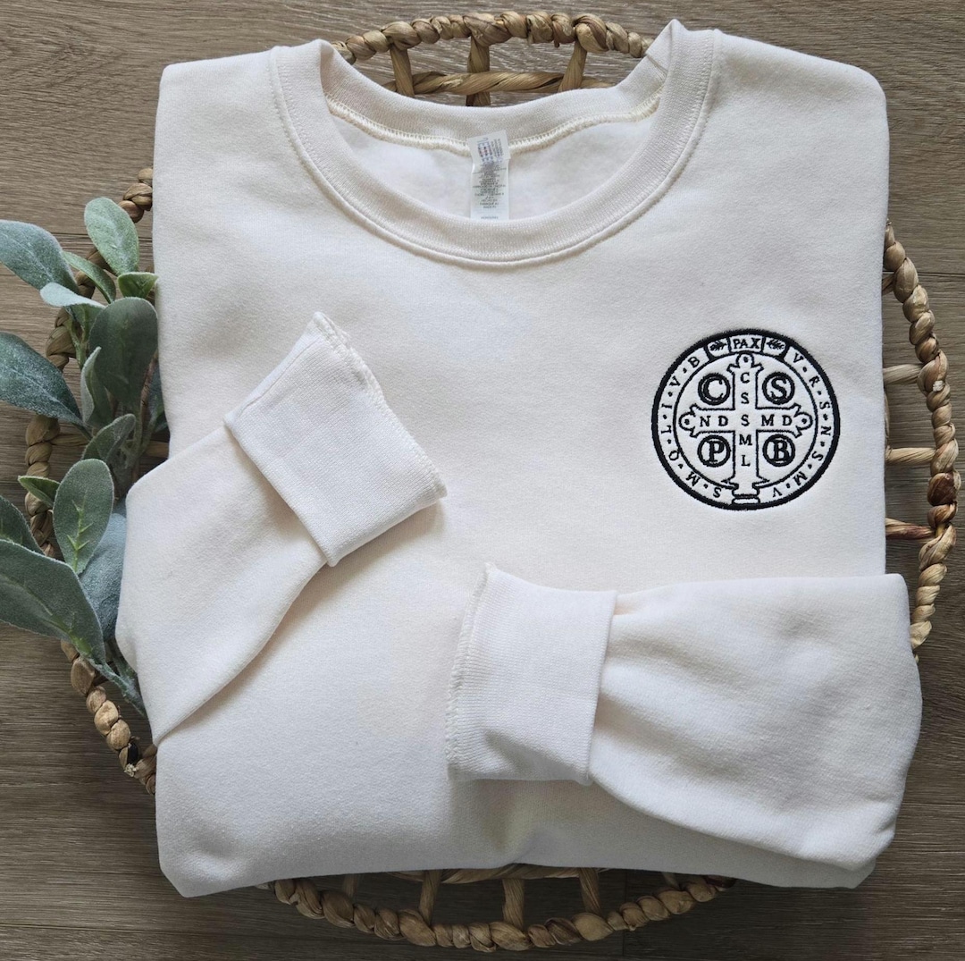 Catholic Gift for Women or Men, St. Benedict Medal Pullover Sweatshirt ...