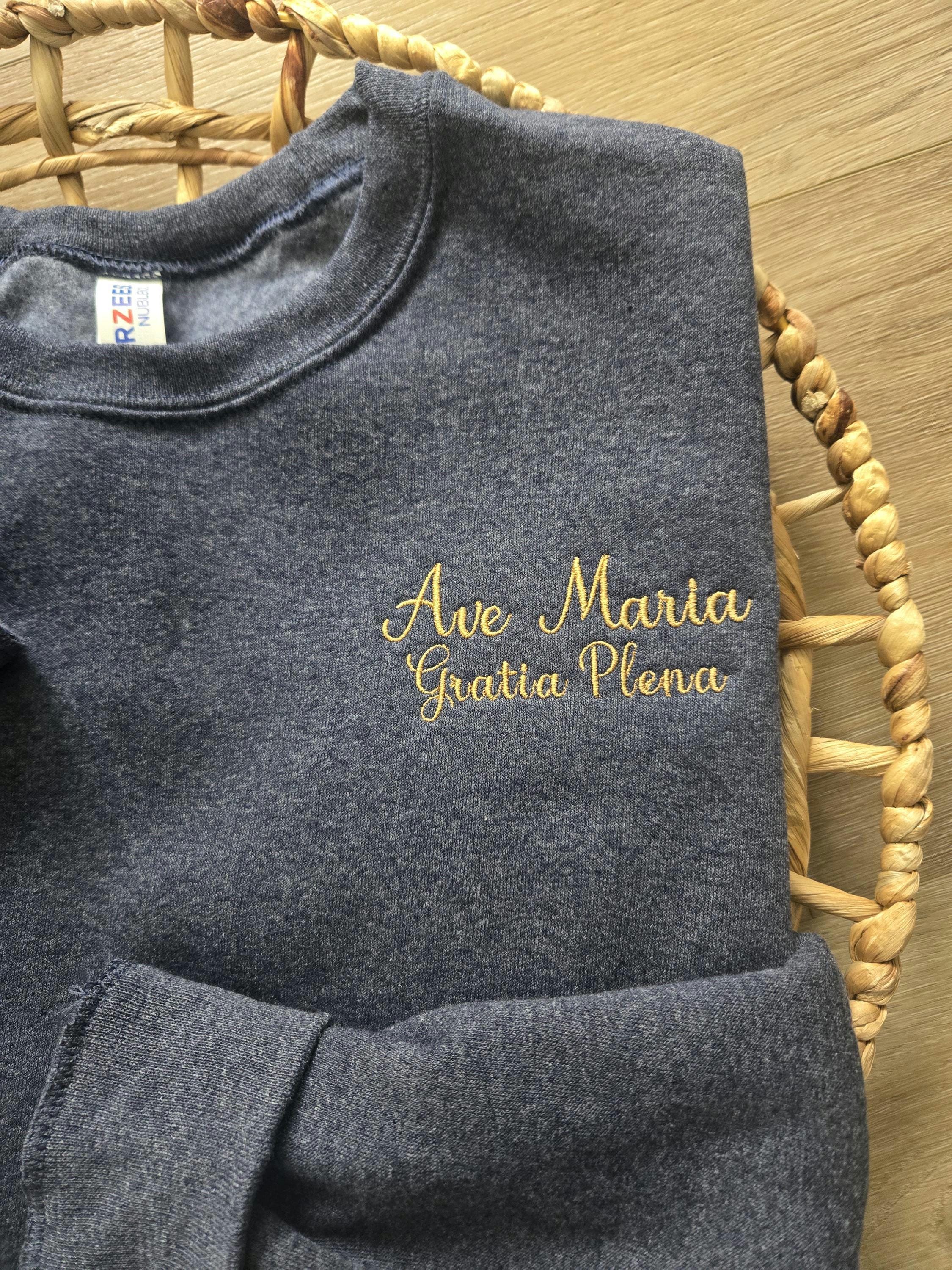 Ave Maria Pullover Sweatshirt, Catholic Shirt, Christian Sweatshirt ...
