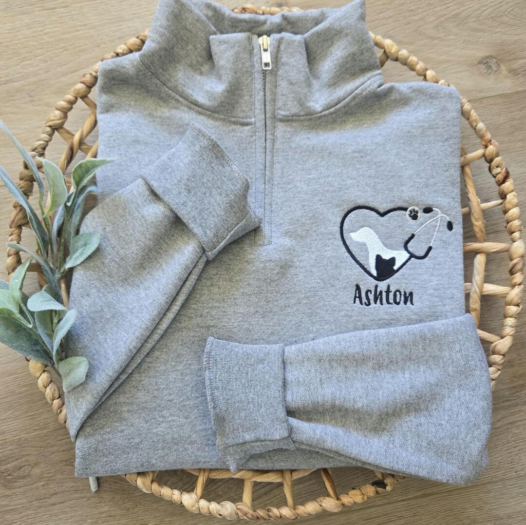 Gift for Vet Student Graduate, Quarter Zip Vet Sweatshirt, Personalized ...
