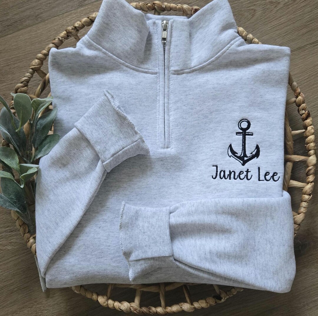 Custom Boat Name Quarter Zip Sweatshirt, Anchor Sweatshirt ...