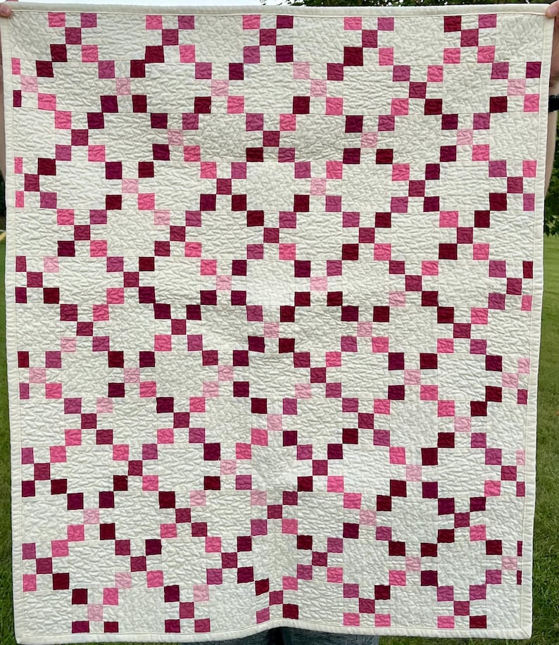 Handmade Pink Irish Chain Baby Quilt: Rifle Paper Co. Floral Cotton (31 ...