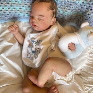 READY Rooted Eyebrows and Lashes Beautiful Baby Boy Asleep Hand-painted ...