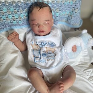 READY Rooted Eyebrows and Lashes Beautiful Baby Boy Asleep Hand-painted ...