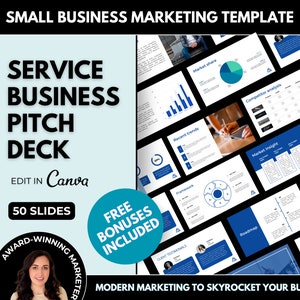 Business Pitch Deck Editable Canva Template for Start Ups, 50 Slides ...