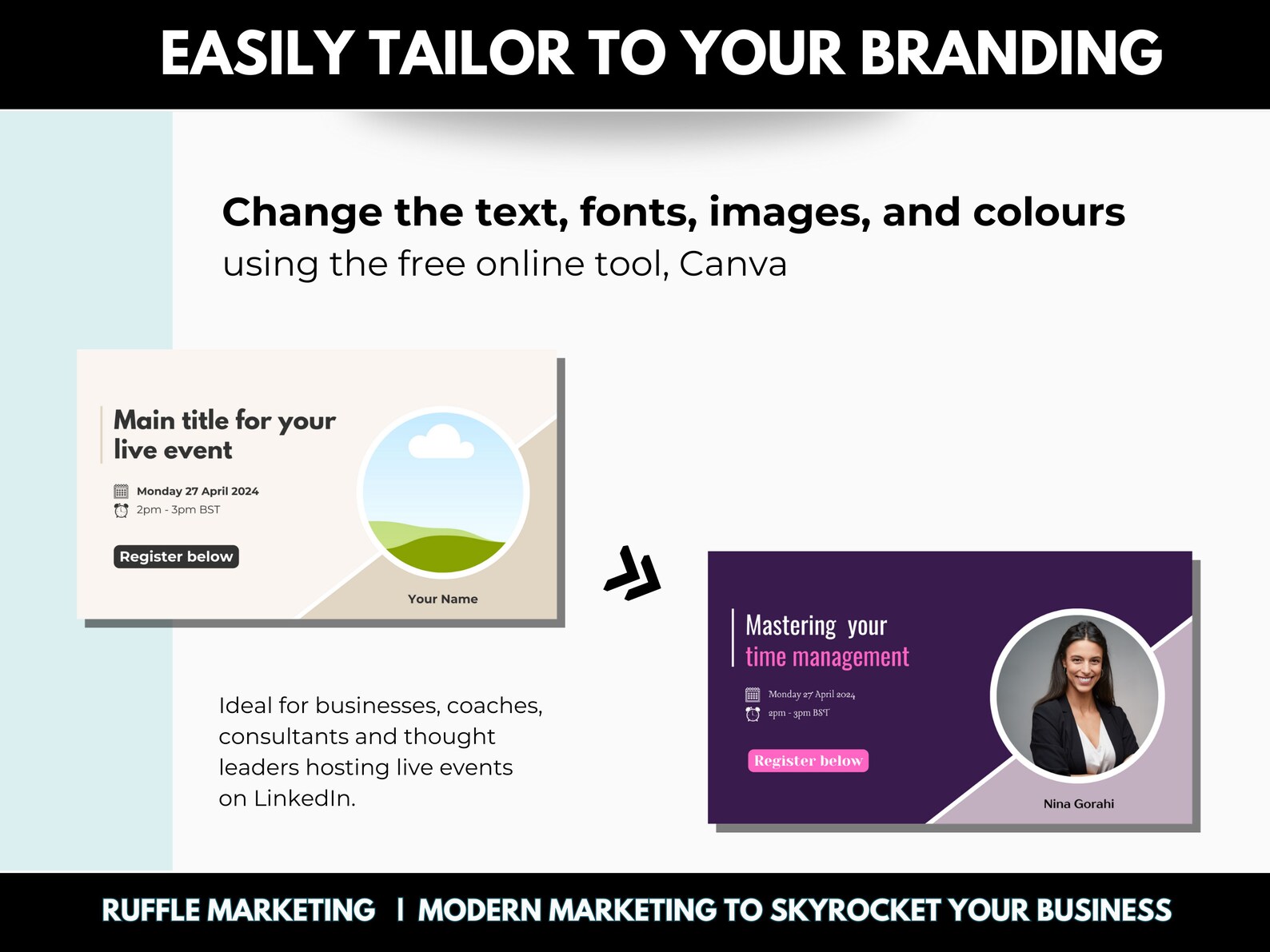 6 Editable Linkedin Event Banners, Neutral Live Event Cover Photo ...