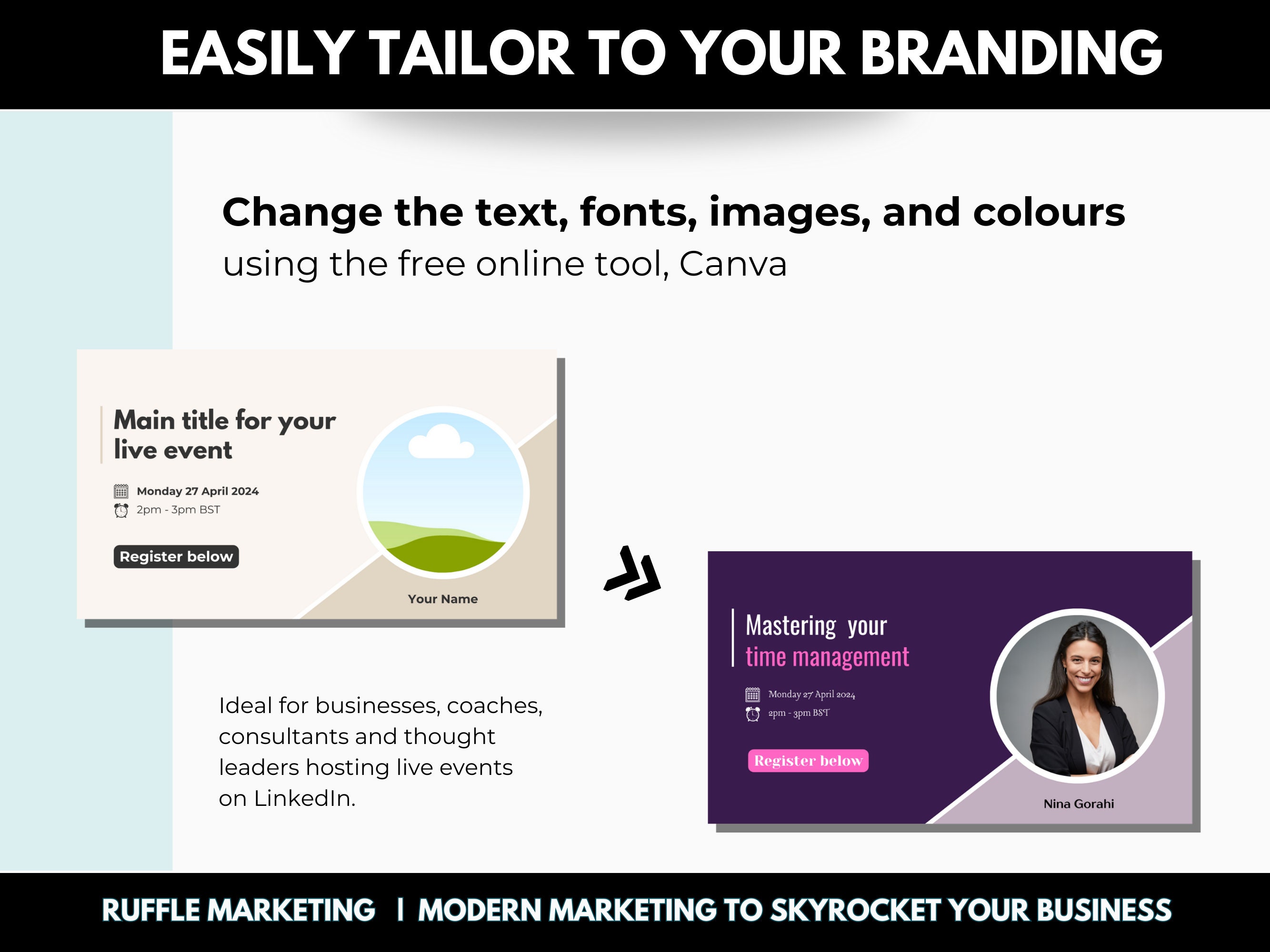 6 Editable Linkedin Event Banners, Neutral Live Event Cover Photo ...