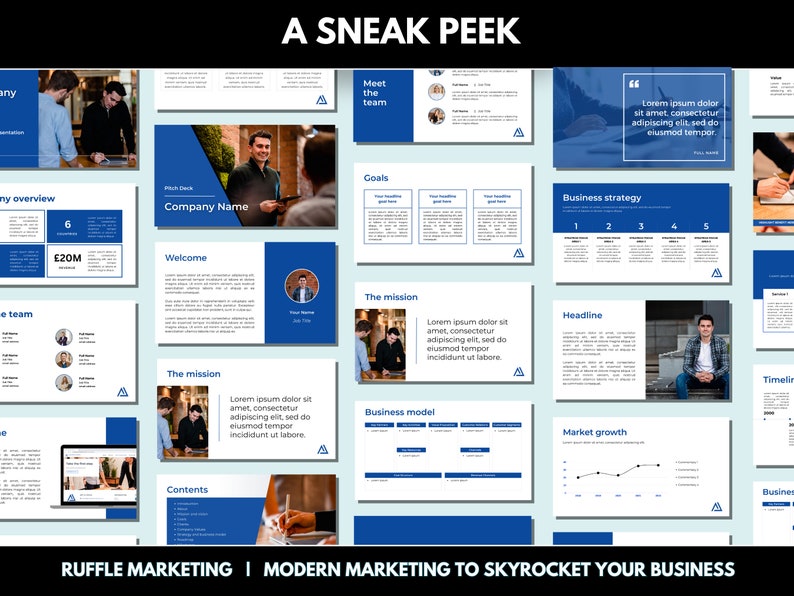 Business Pitch Deck Editable Canva Template for Start Ups, 50 Slides ...