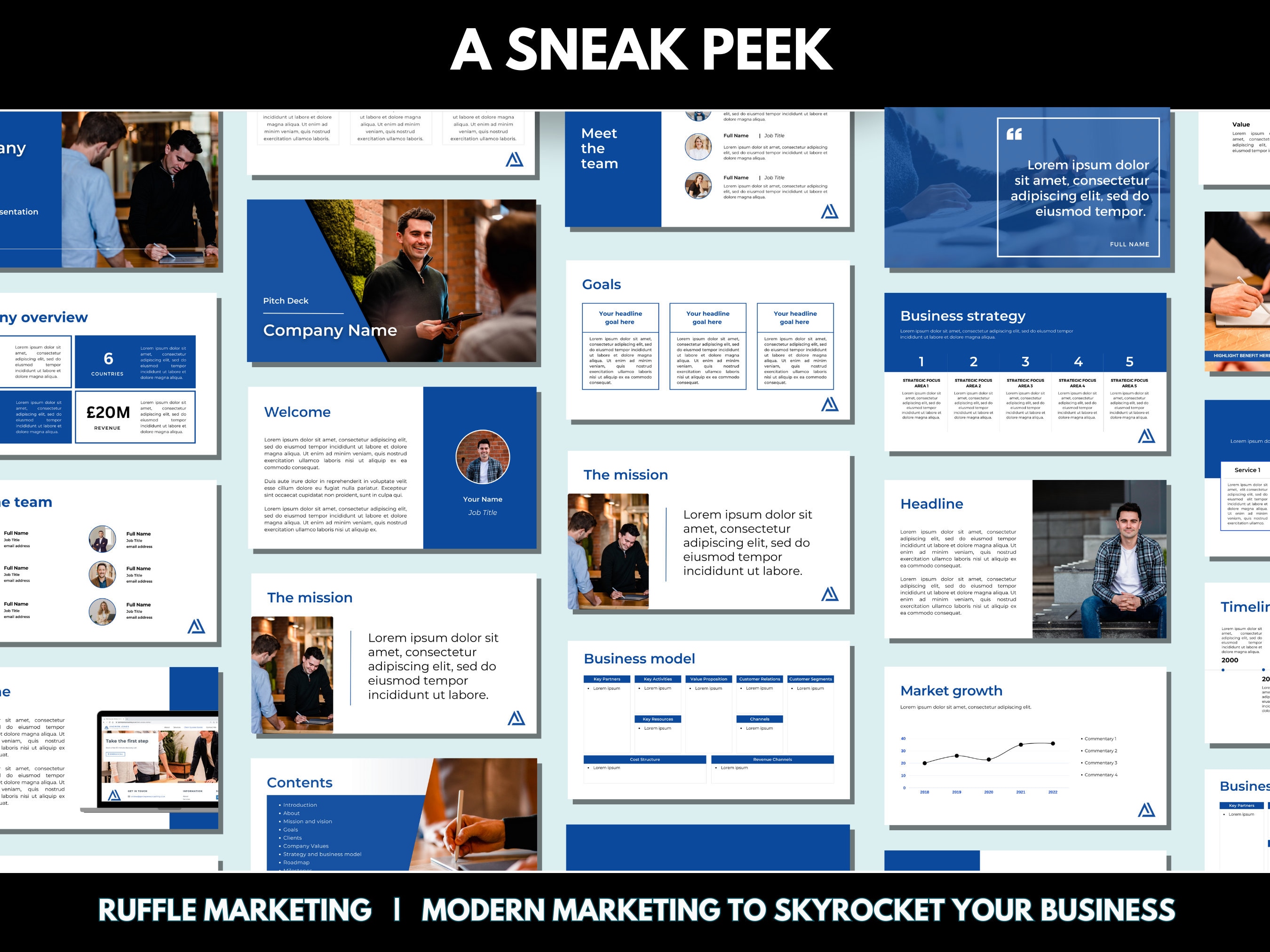 Business Pitch Deck Editable Canva Template for Start Ups, 50 Slides ...