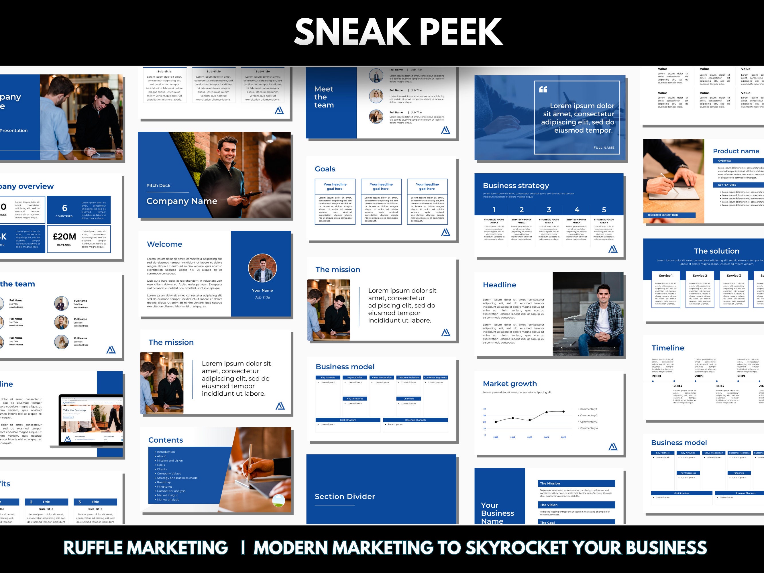 Business Pitch Deck Editable Canva Template for Start Ups, 50 Slides ...