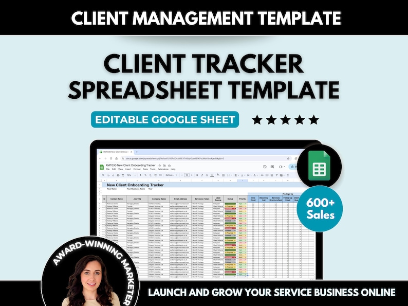 Client Management Spreadsheet Template, Editable Lead Tracking ...