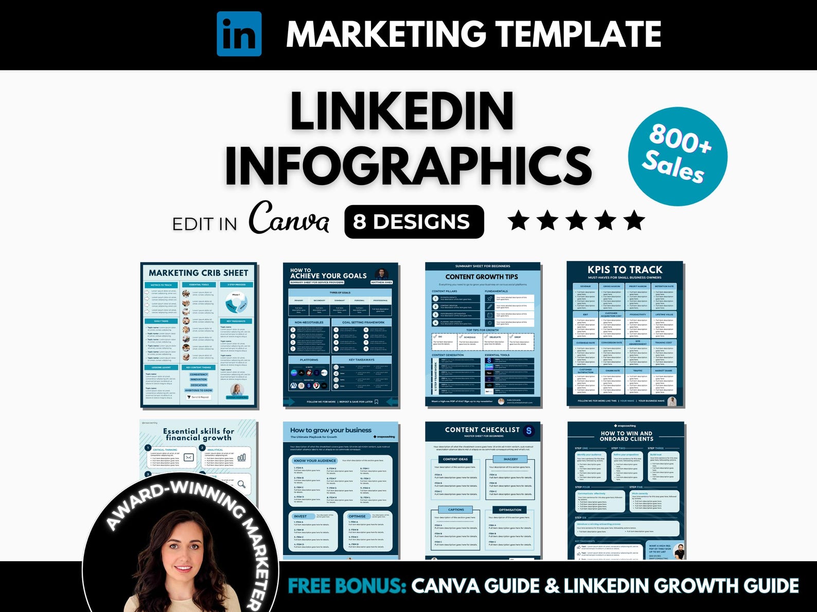 8 Linkedin Infographic Posts Template, Social Media Infographics ...