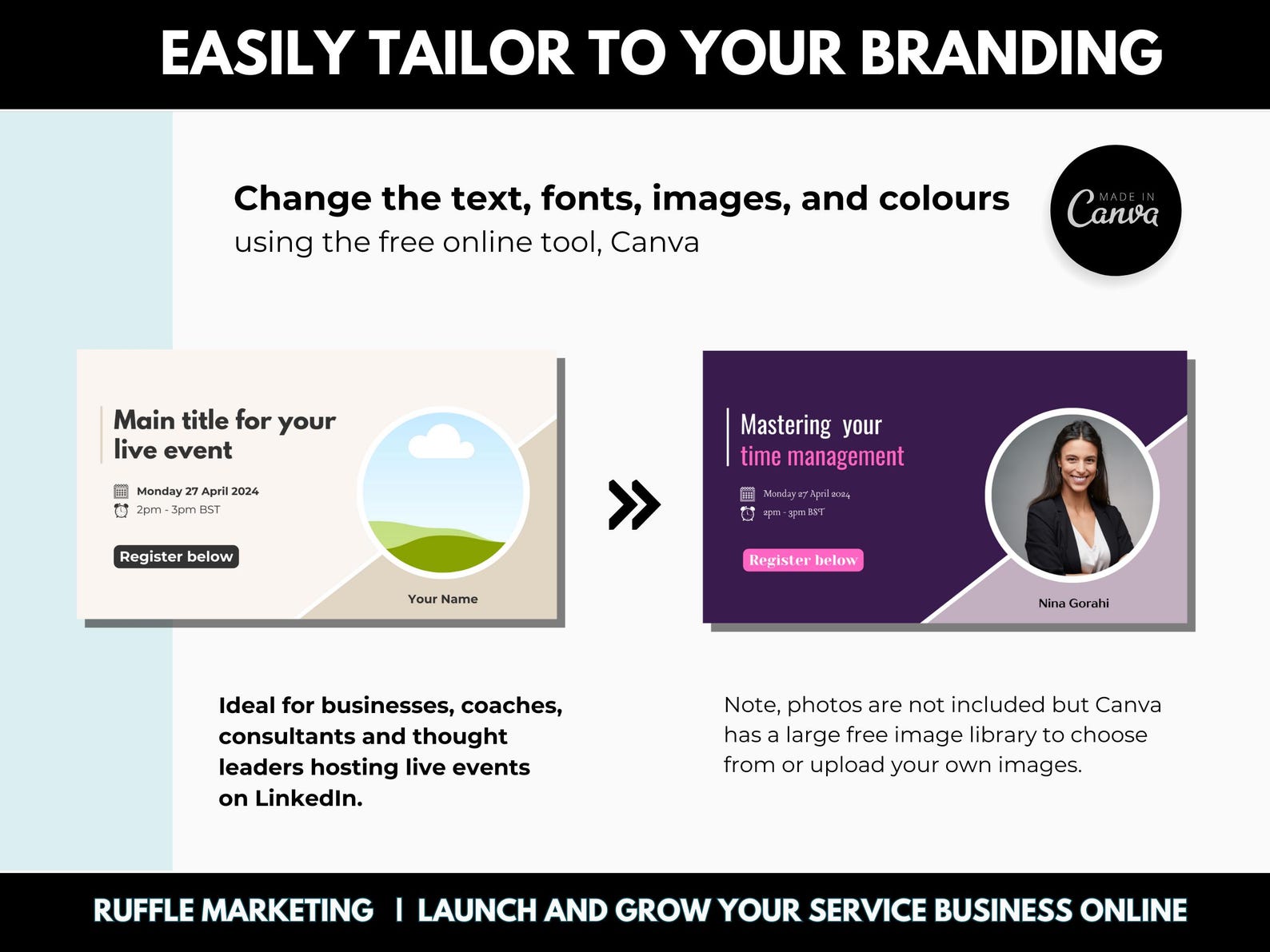 6 Editable Linkedin Event Banners, Neutral Linkedin Live Event Cover ...