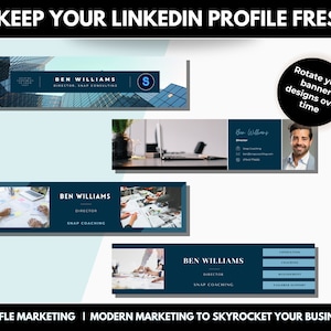Editable Linkedin Profile Banners Canva Template Bundle, Blue Coaching ...