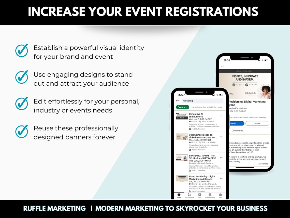 6 Editable Linkedin Event Banners, Neutral Live Event Cover Photo ...