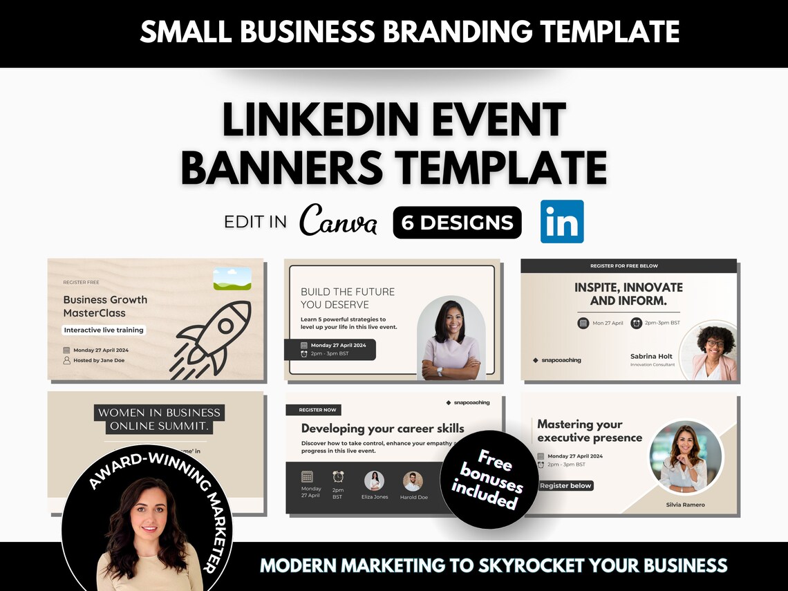 6 Editable Linkedin Event Banners, Neutral Live Event Cover Photo ...