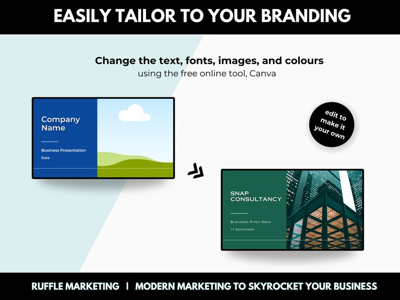 Business Pitch Deck Editable Canva Template for Start Ups, 50 Slides ...