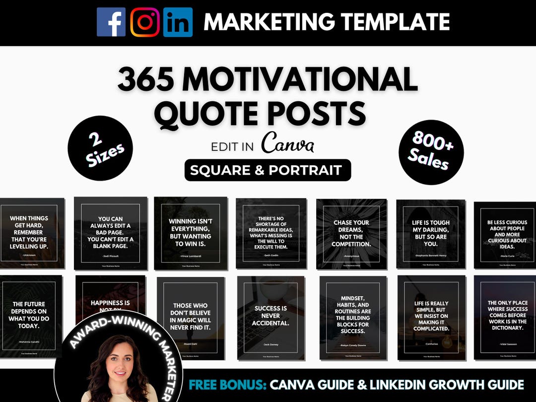 365 Motivational Quote Posts Editable Canva Template, Inspirational ...