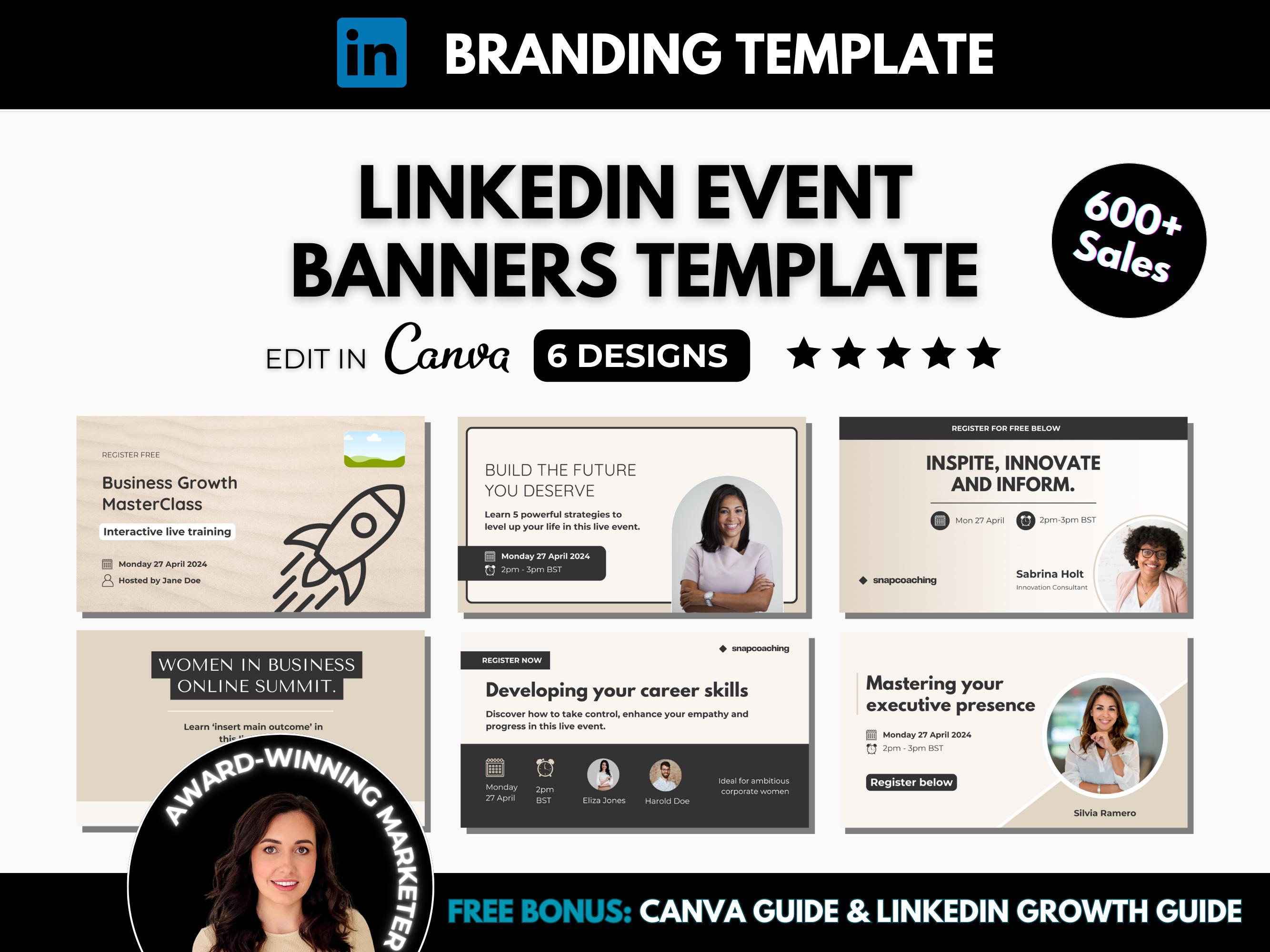 6 Editable Linkedin Event Banners, Neutral Linkedin Live Event Cover Photo, Linkedin Training ...