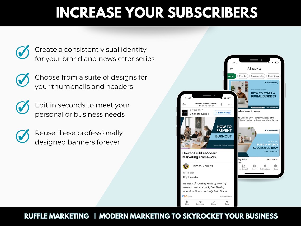 6 Linkedin Newsletter Headers and Thumbnails Editable Canva Template ...