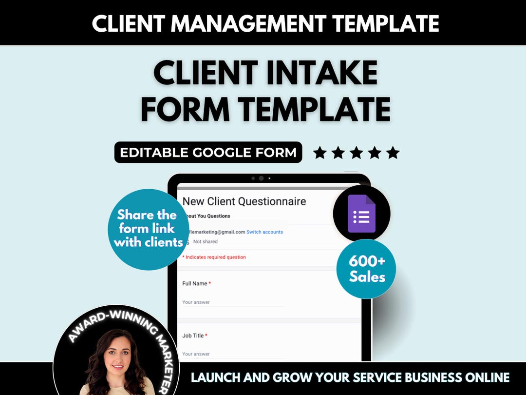 Client Intake Form Template, Editable Client Questionnaire, Service ...