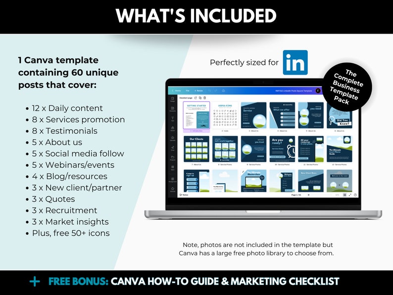 60 Linkedin Post Templates, Social Media Content Posts Editable Canva ...