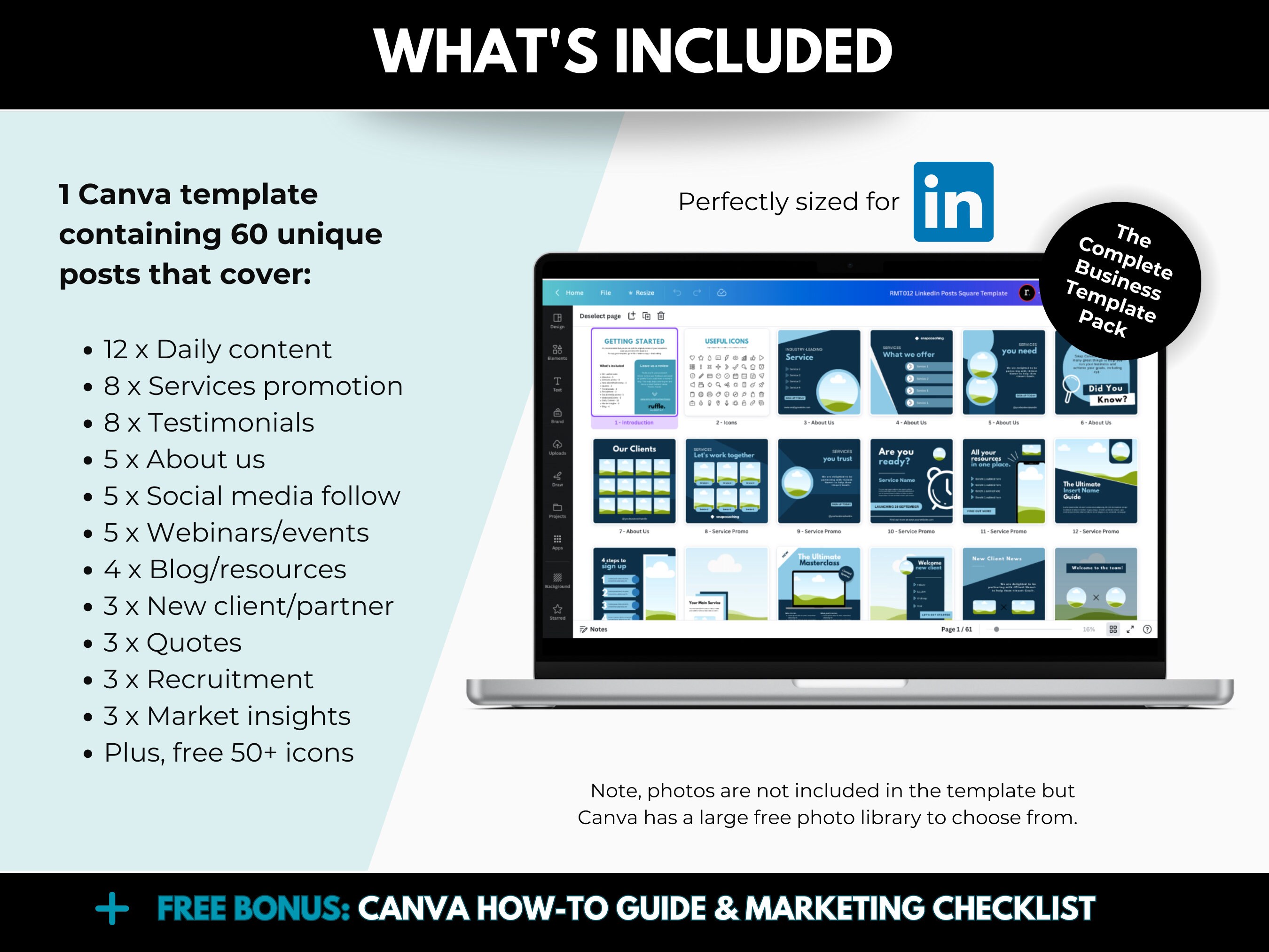 60 Linkedin Post Business Templates Editable in Canva, Blue Linkedin ...