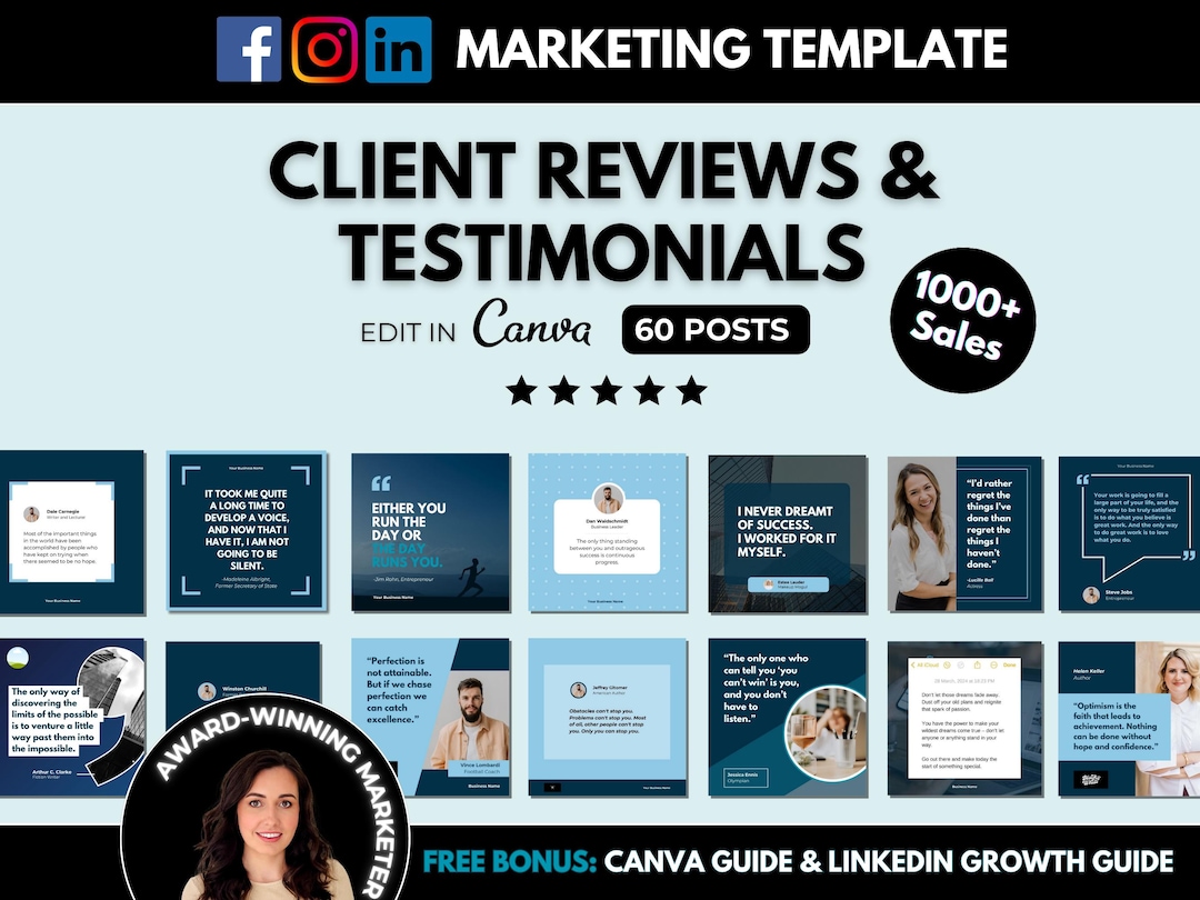 60 Client Review Posts Canva, Professional Client Testimonial Template ...