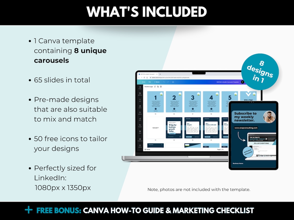 8 Linkedin Carousels Editable Canva Template, Blue Linkedin Ebook ...