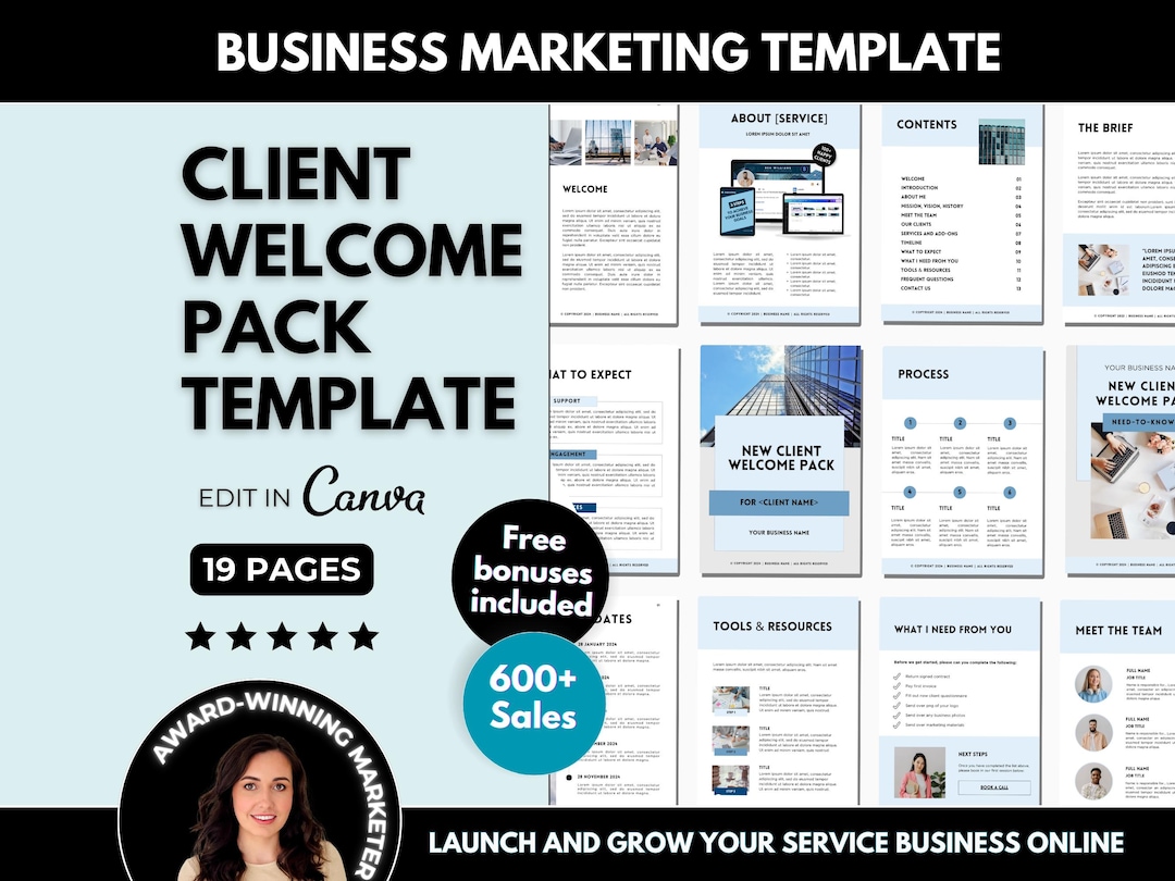 Client Welcome Pack Editable Canva Template, Customisable Client ...