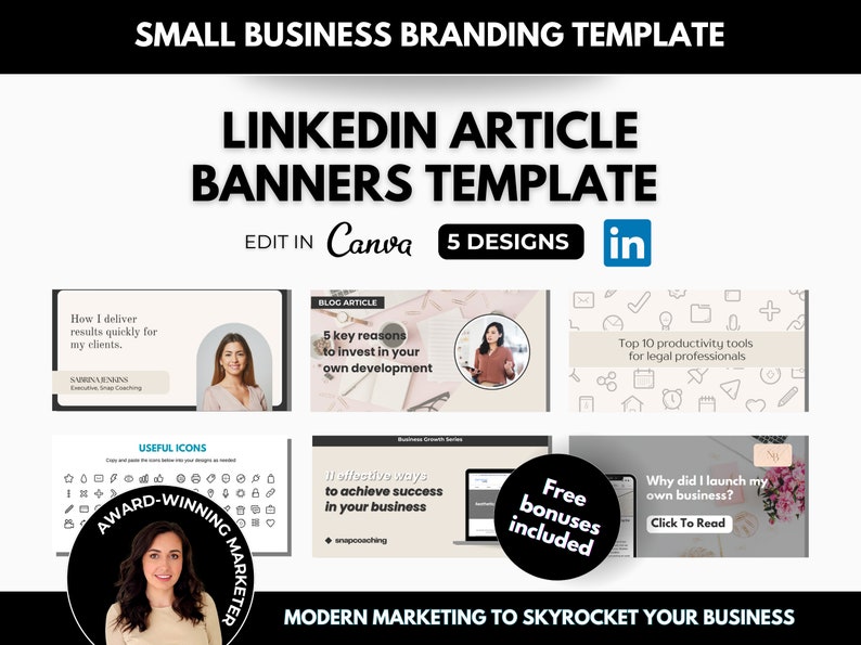 Editable Linkedin Article Header Banners Canva Template Bundle ...