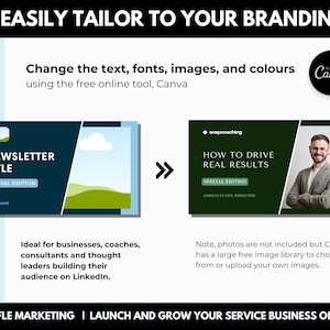 6 Linkedin Newsletter Headers and Thumbnails Editable Canva Template ...