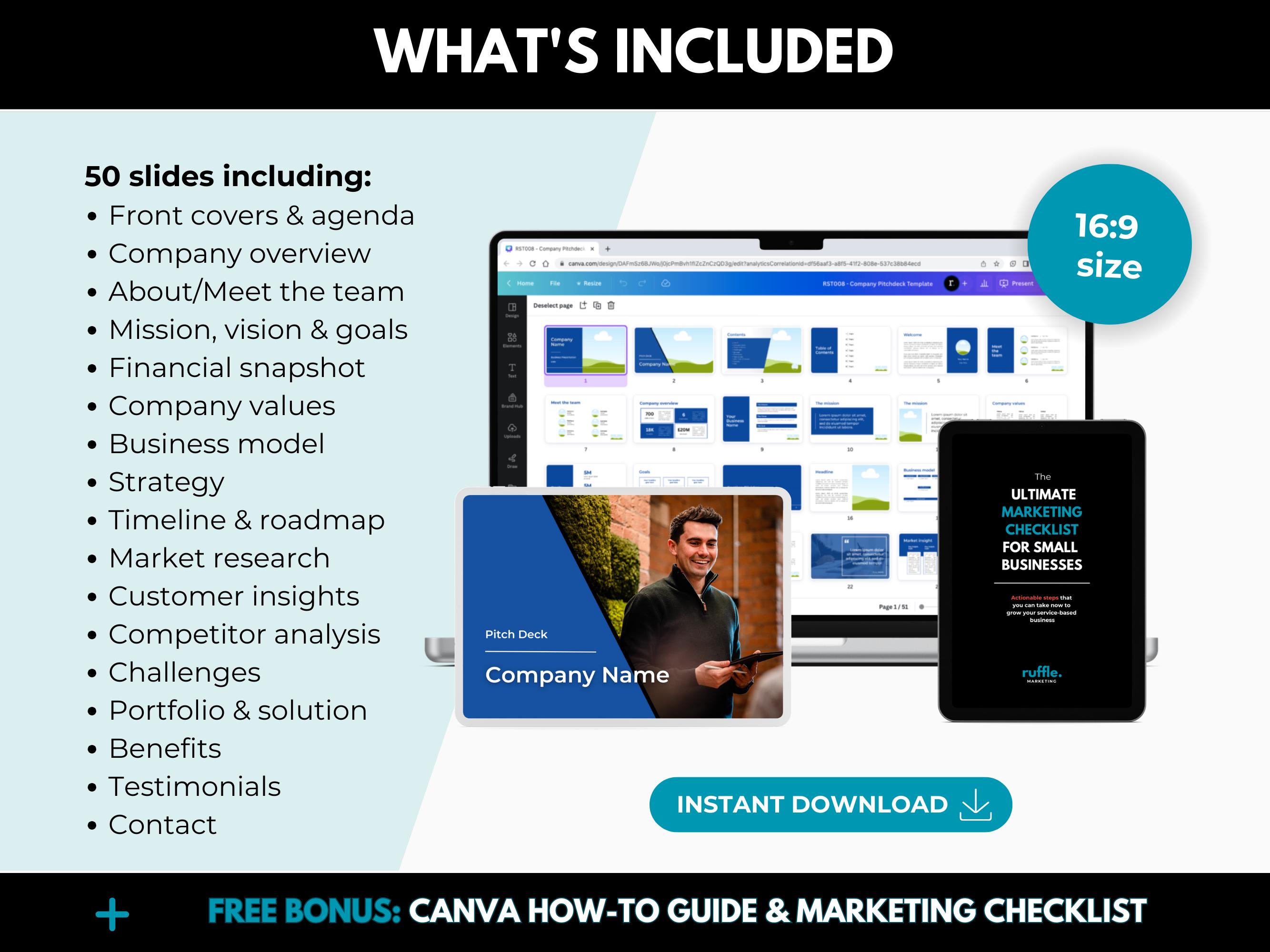Business Pitch Deck Editable Canva Template, Company Presentation Canva ...