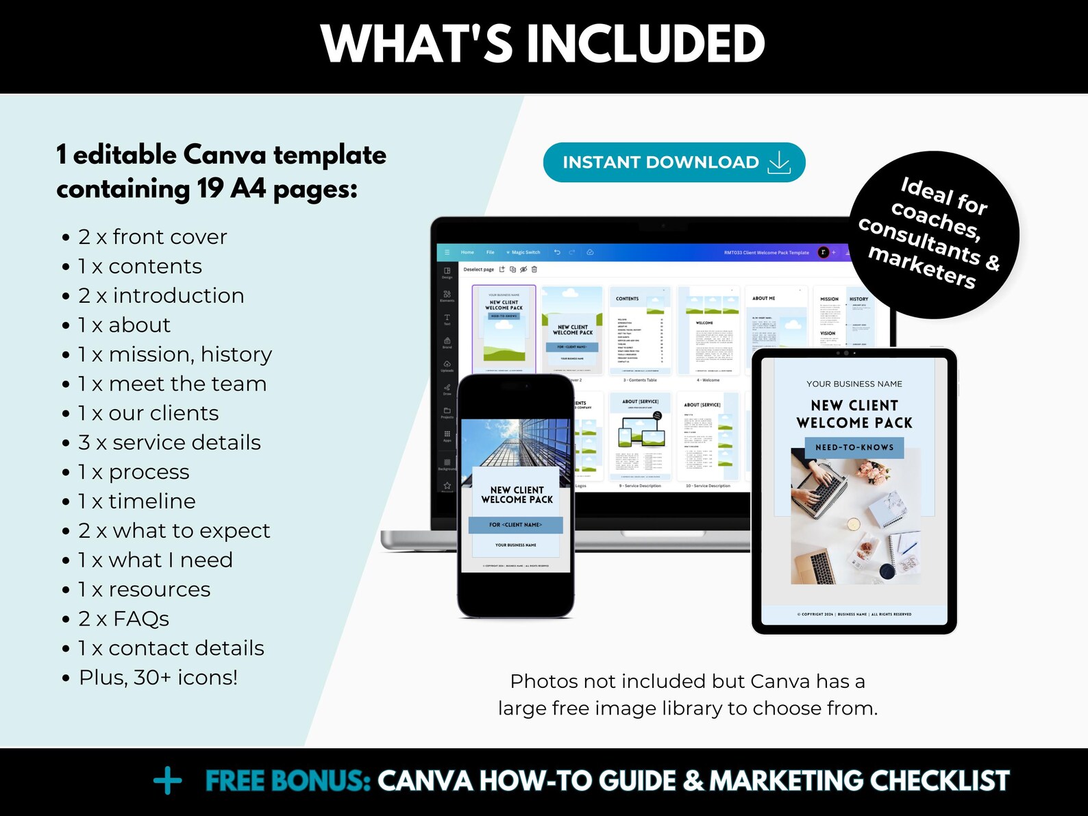 Client Welcome Pack Editable Canva Template, Customisable Client ...