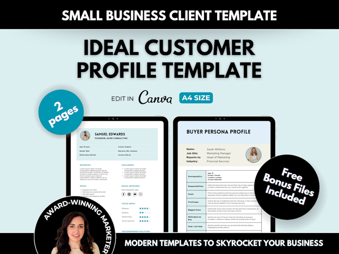 Ideal Client Profile ICP Editable Canva Template, Client Avatar ...