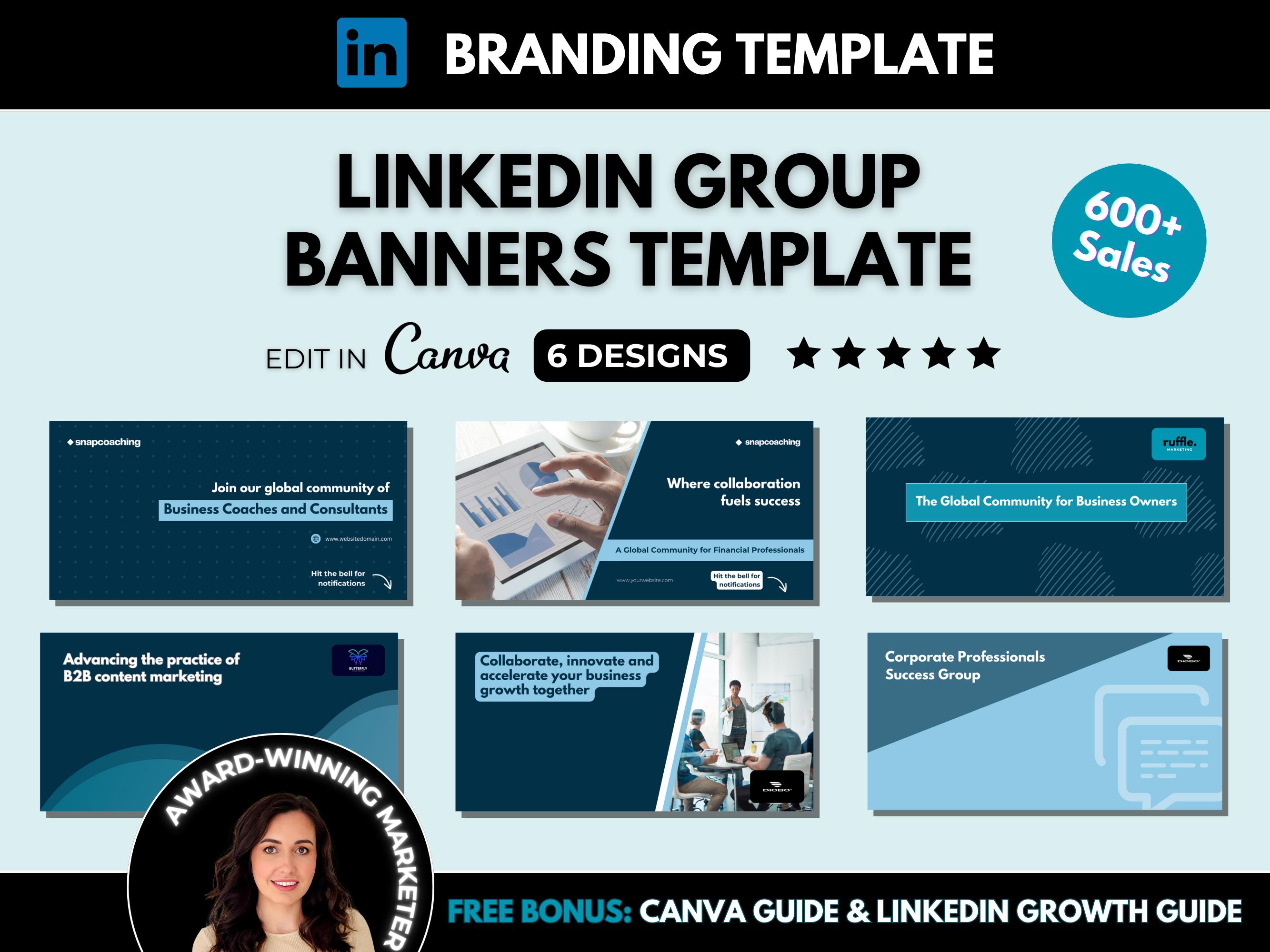 Linkedin Group Banners Editable Canva Template, Blue 6 Linkedin Header ...
