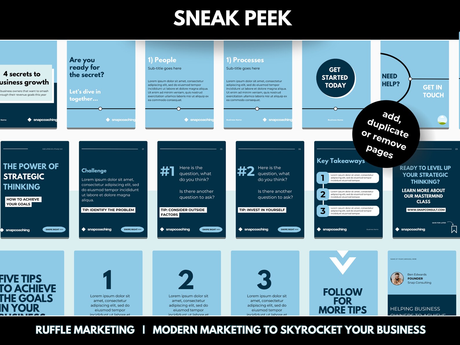 8 Linkedin Carousels Editable Canva Template, Blue Linkedin Ebook ...