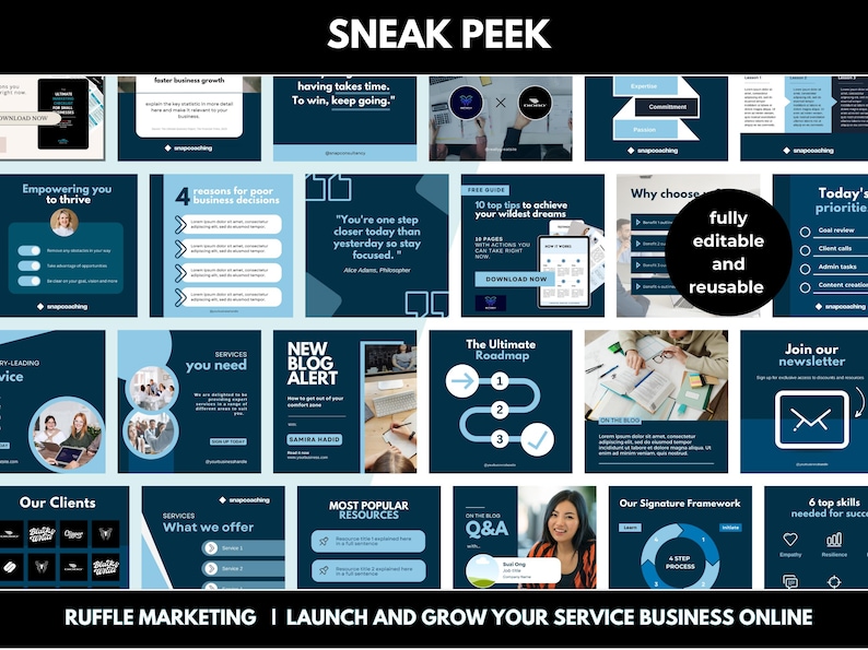 60 Instagram Posts Template Canva, Editable IG Posts Marketing Bundle ...