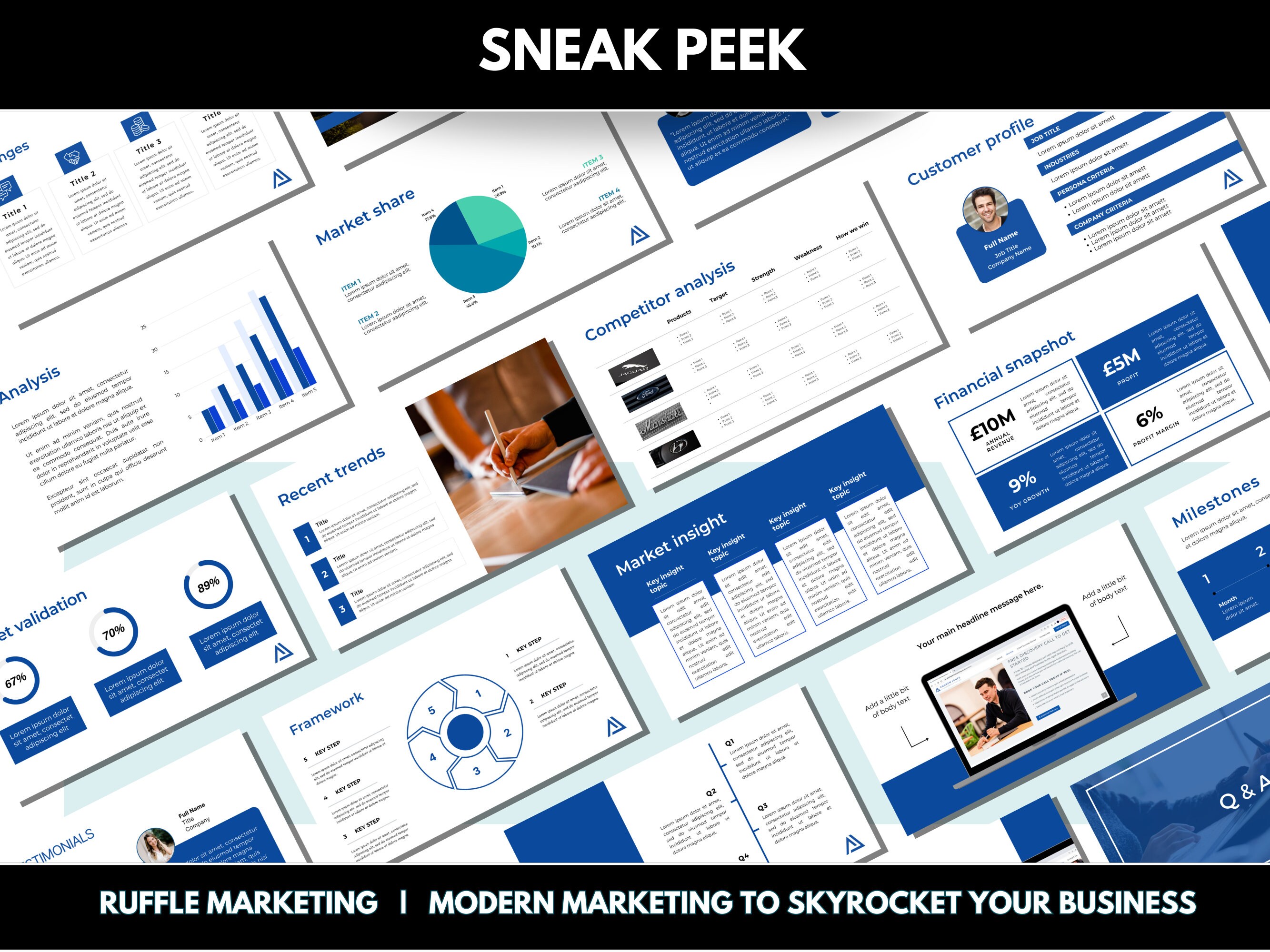 Business Pitch Deck Editable Canva Template for Start Ups, 50 Slides ...