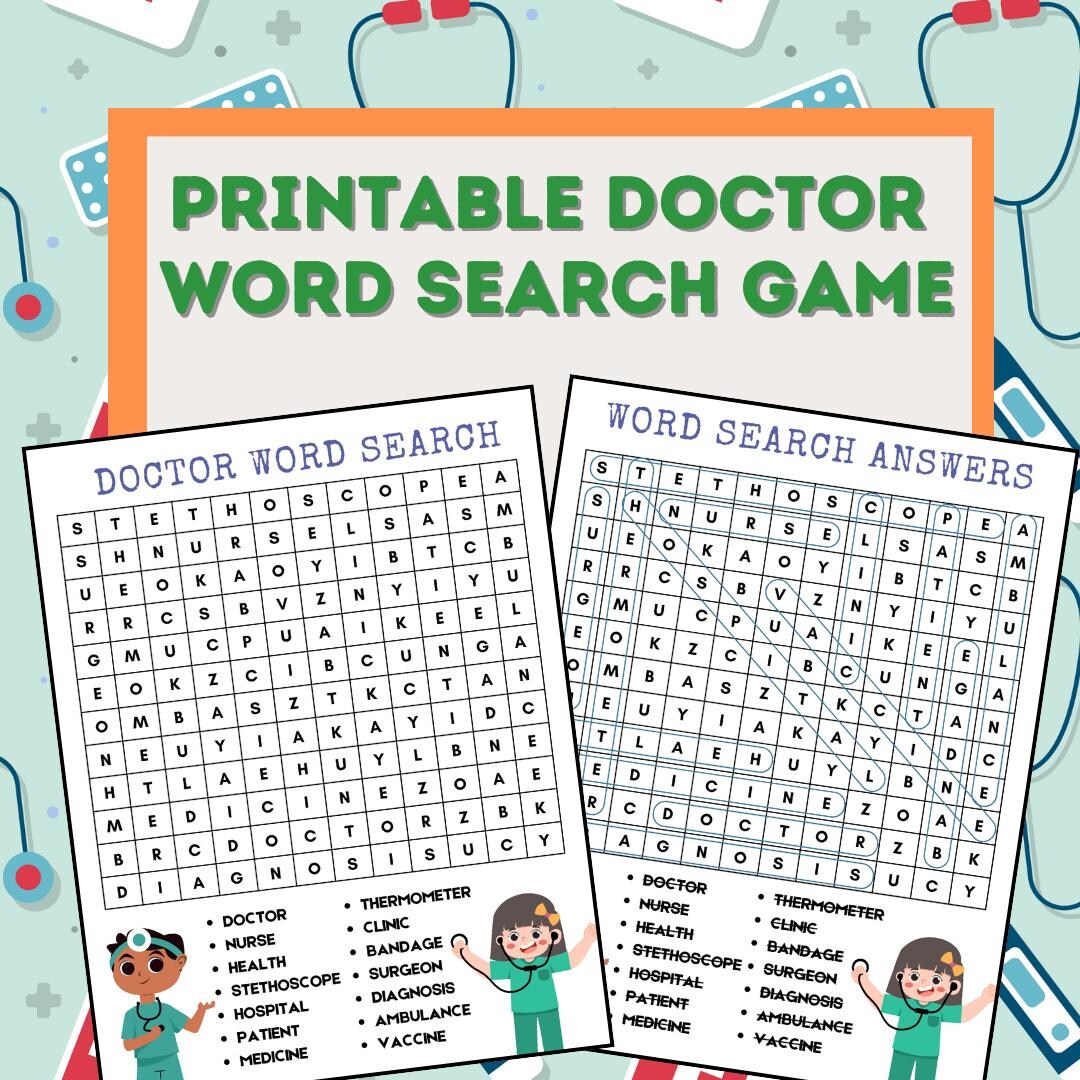 Printable Doctor Word Search With Answer Key - Fun for Medical Play ...