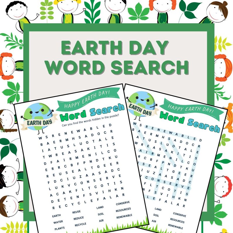 Printable Earth Day Word Search Puzzle With Answer Key - Etsy